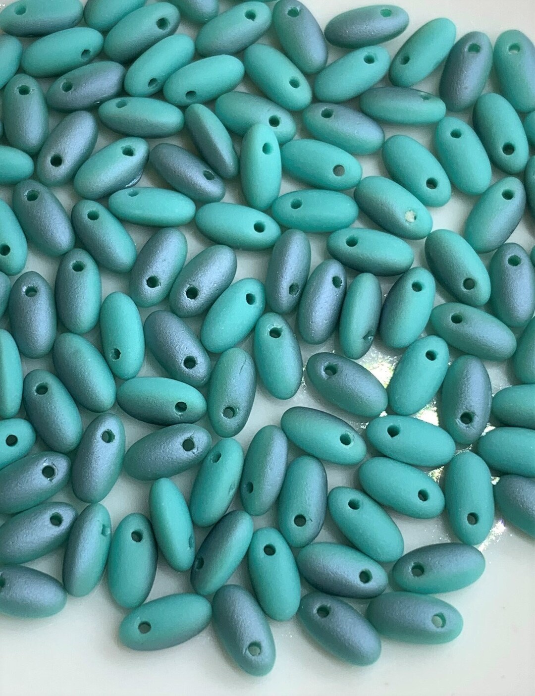 100 Pcs Rizo Beads, Jade Lagoon Matte, Turquoise Lagoon Matte, 2.5x6mm, 1 Hole Seed Beads, Czech ...