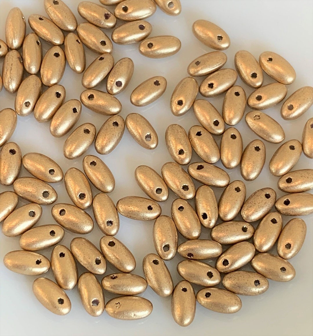 100 Pcs Rizo Beads, Aztec Gold, 2.5x6mm, 1 Hole Seed Beads, Czech ...
