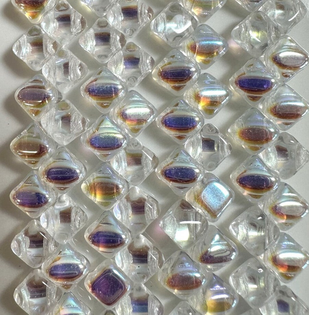 Mini Silky Beads Crystal AB, 40 Pcs, 2 Hole, 5mm, Czech Pressed Glass ...