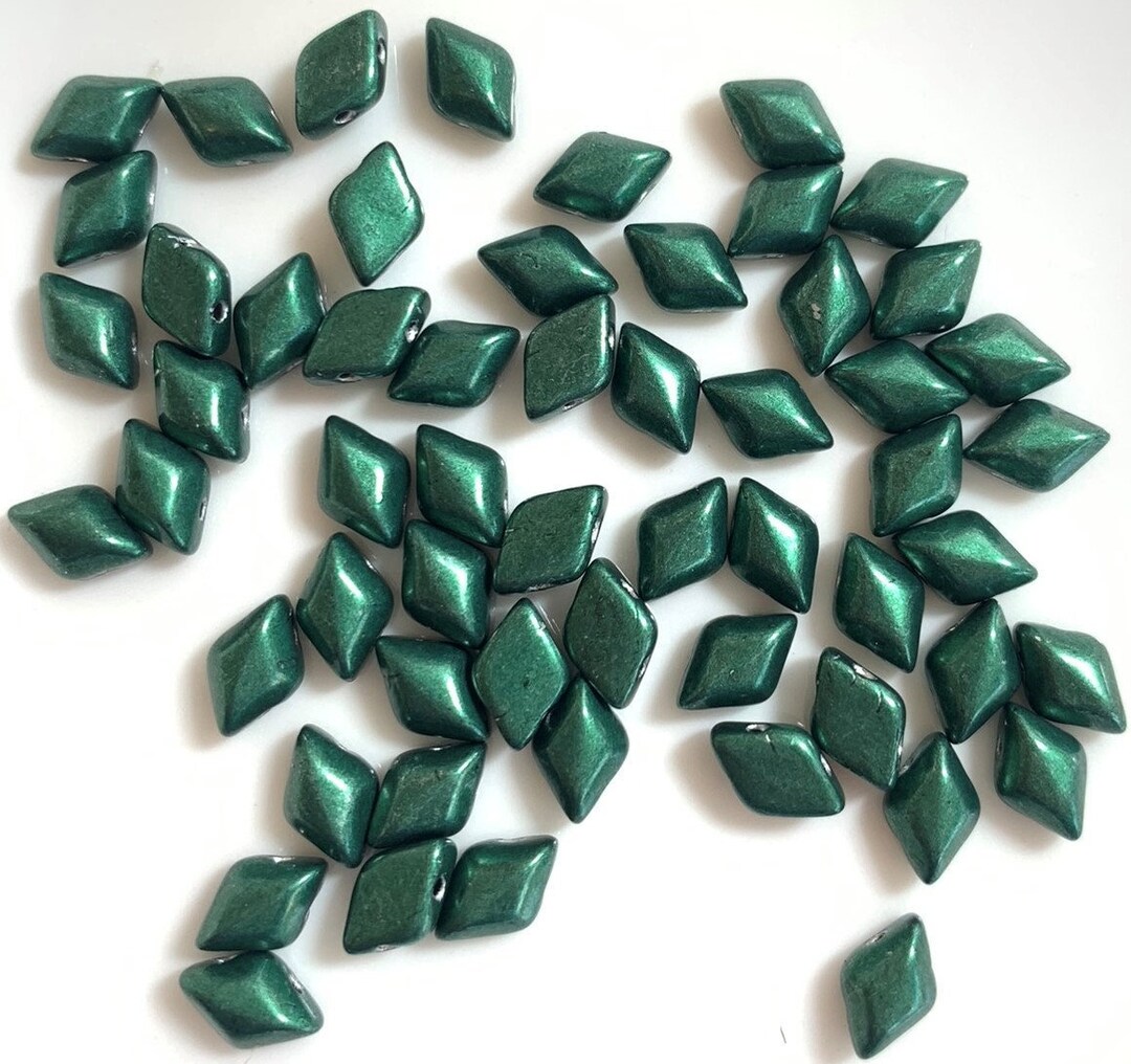 40 Pcs Gemduo Beads, 2 Hole, Saturated Metallic Martini Olive, 5x8mm ...