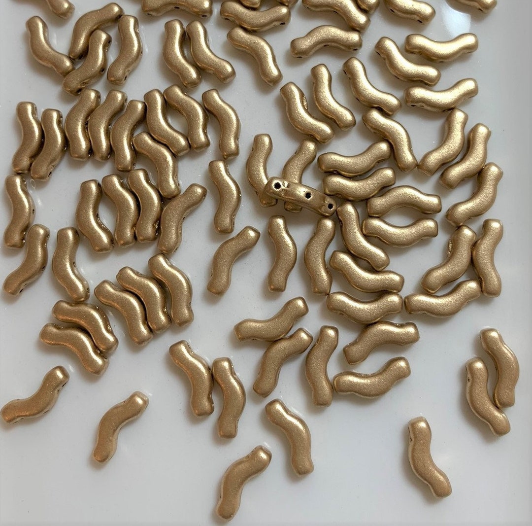 30 Pcs Bridge Beads, Bronze Pale Gold, 3-hole, 3x12mm, Czech Pressed ...