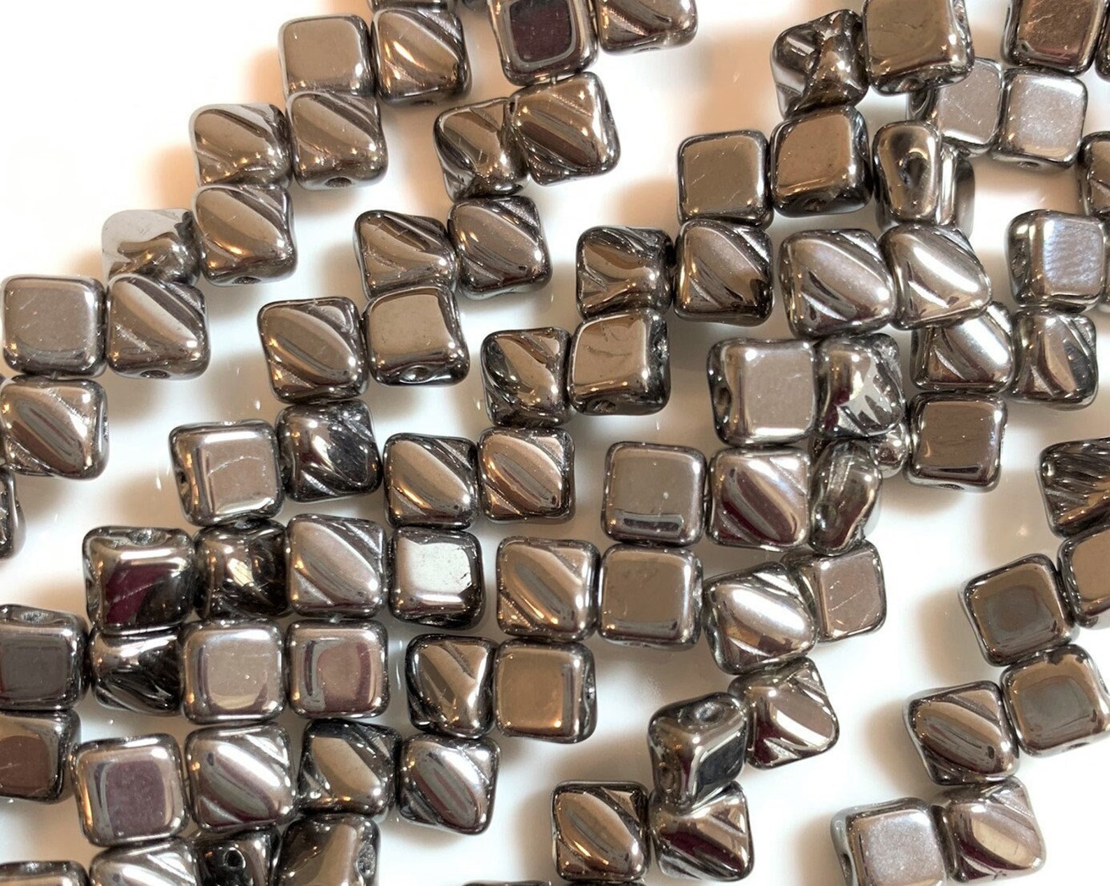6mm Silky Beads, Crystal Full Chrome, 20 Pcs, 2 Hole, 6x6mm, Czech ...