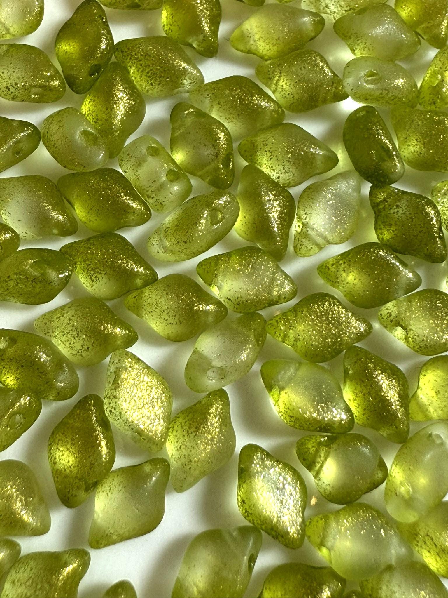 Gemduo Beads - Frozen Matte Lime Green, 30 Pcs, 2 Hole, Diamond Shaped ...