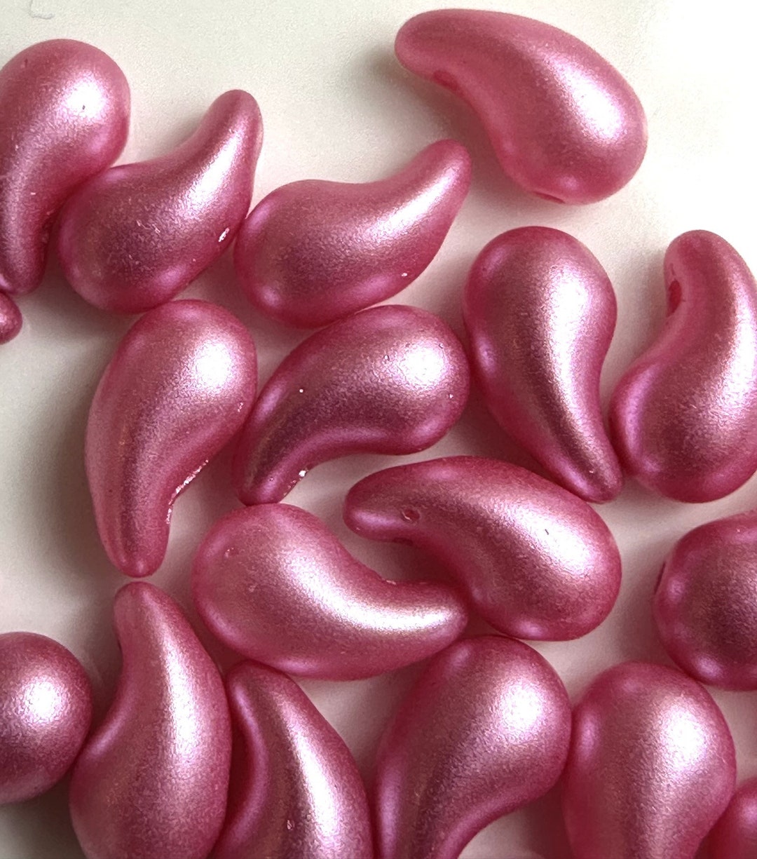 30 Pcs Alabaster Pastel Pink Zoliduo Bead, 2 Hole Glass Bead, 5x8mm ...