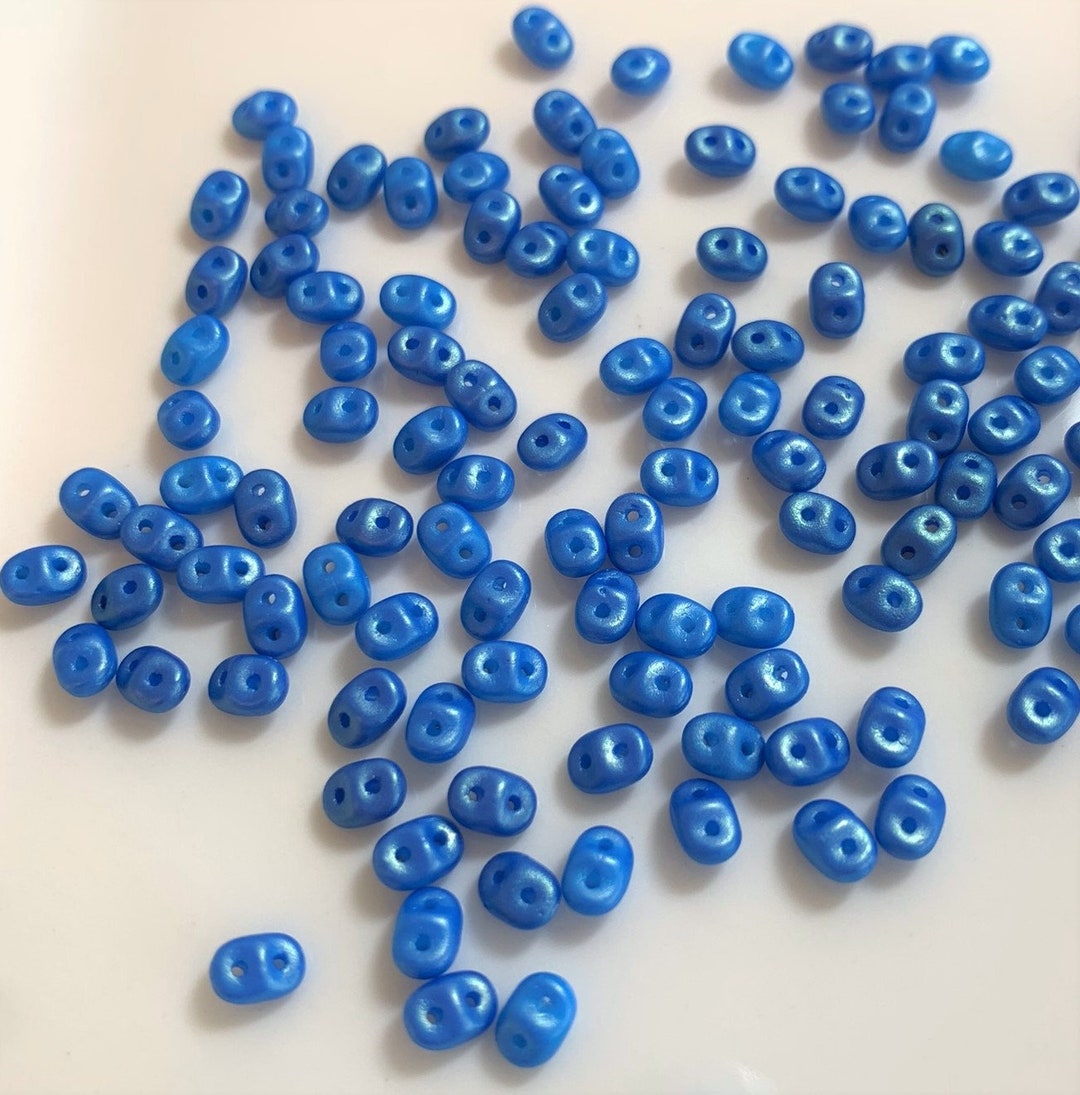 100 Pcs Superduo Beads, Gold Shine Dark Cyan, 2.5x5mm, Czech Pressed ...