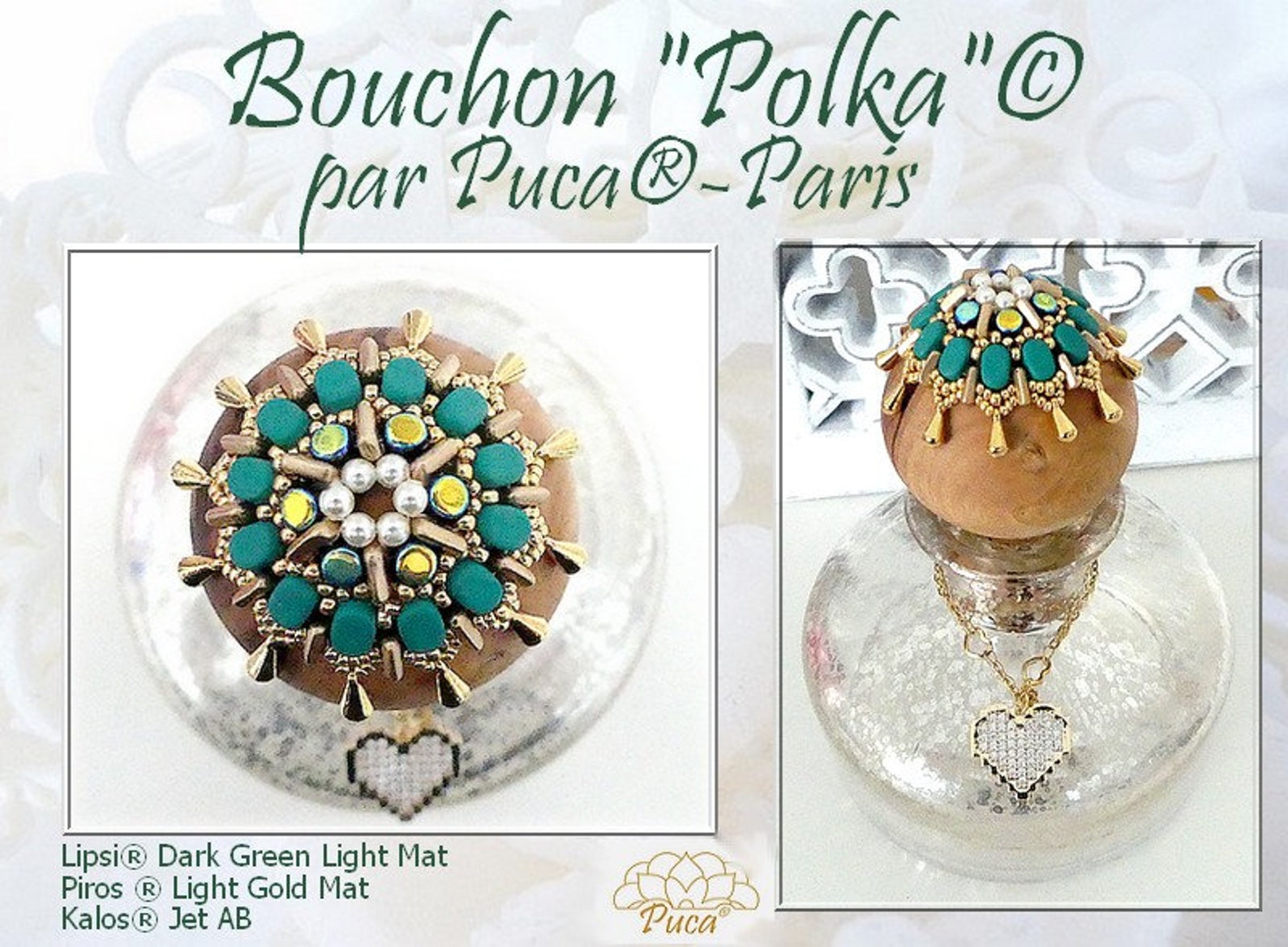 Lipsi Par Puca® Beads Dark Green Light Matte, 2 Holes, 7x4mm, Czech ...