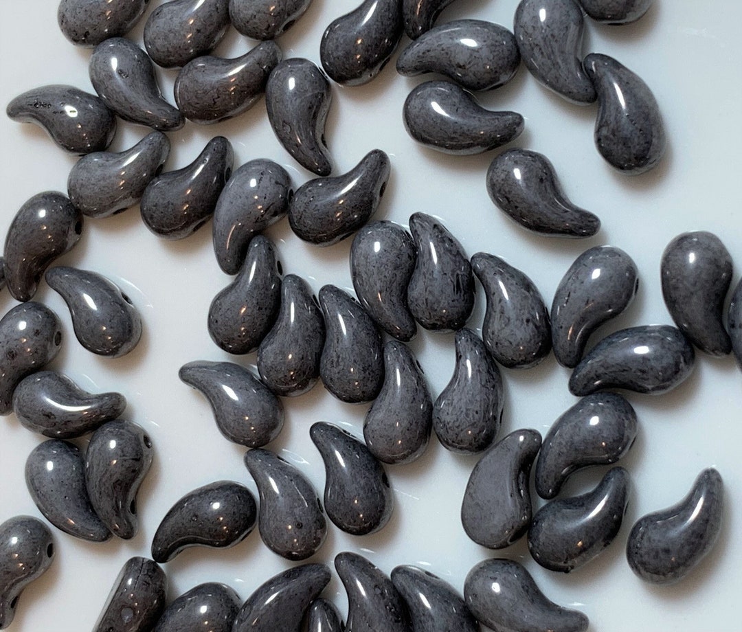 30 Pcs Zoliduo Bead Right, Chalk Gray Luster, 2 Hole Glass Bead, 5x8mm ...