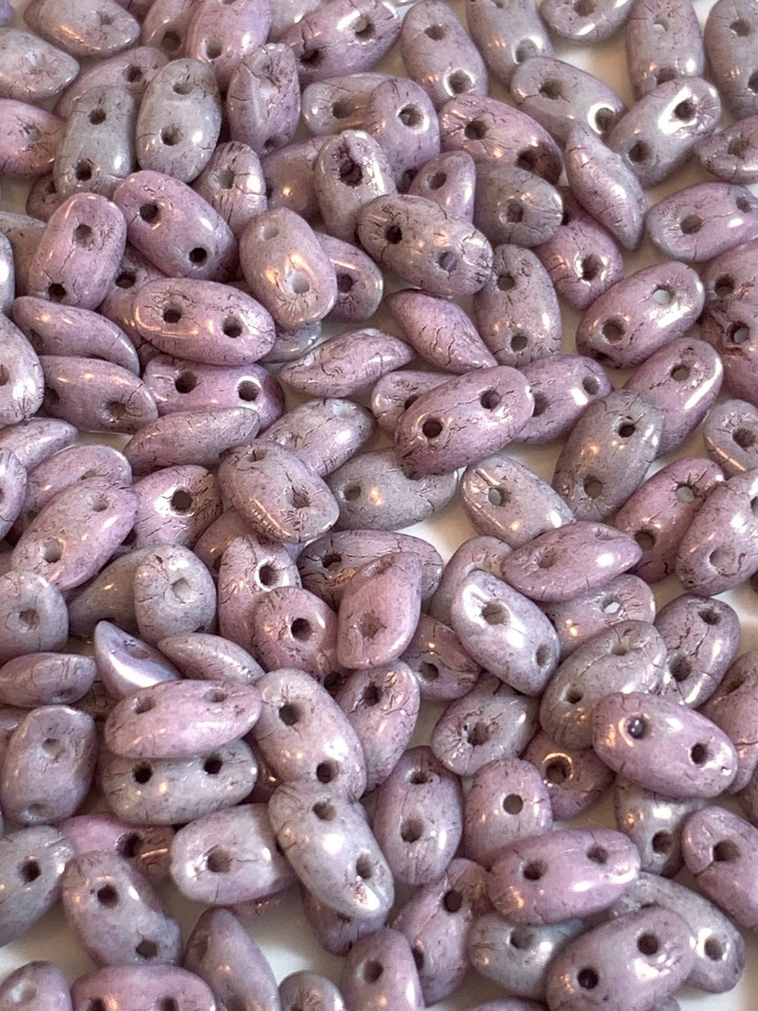 Wave Beads, Vega on Chalk, 3x7mm, 2-hole, Czech Pressed Glass Beads ...