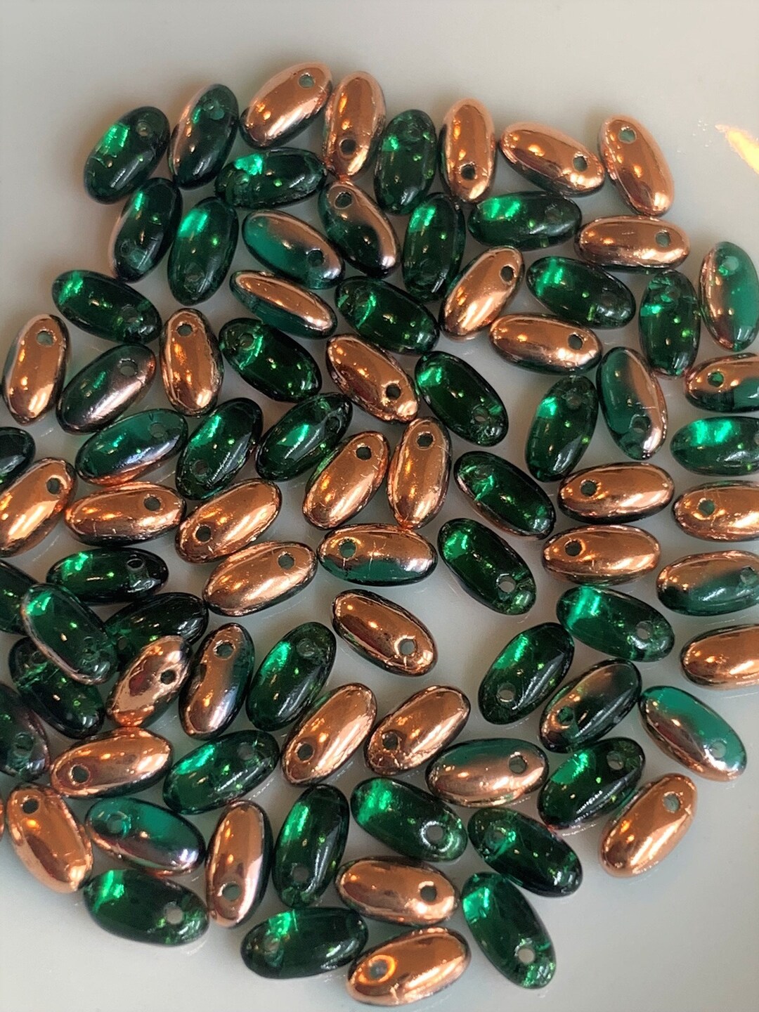 100 Pcs Rizo Beads, Emerald Capri Gold, 2.5x6mm, 1 Hole Seed Beads ...