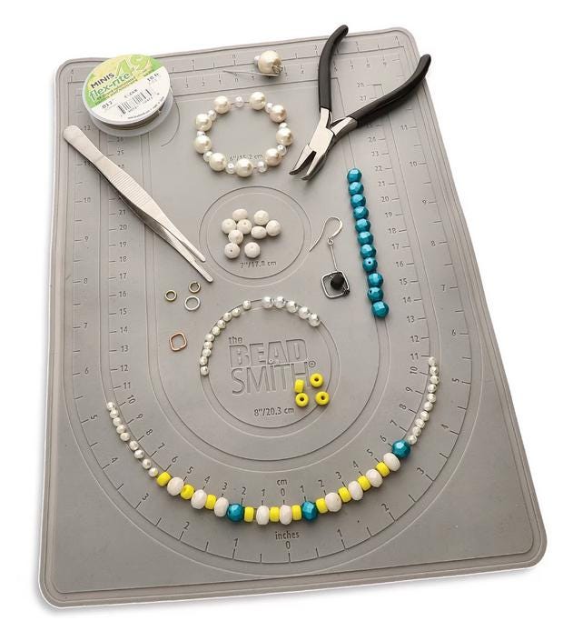 Beadsmith Sticky Bead Mat With 3 Bracelet Channels, Design Beading ...