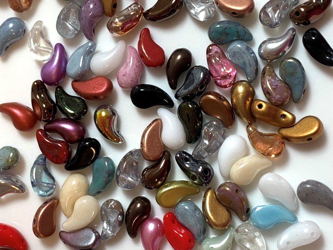 30 Pcs Zoliduo Bead Right, Assorted Color Mix, 2 Hole Glass Bead, 5x8mm ...