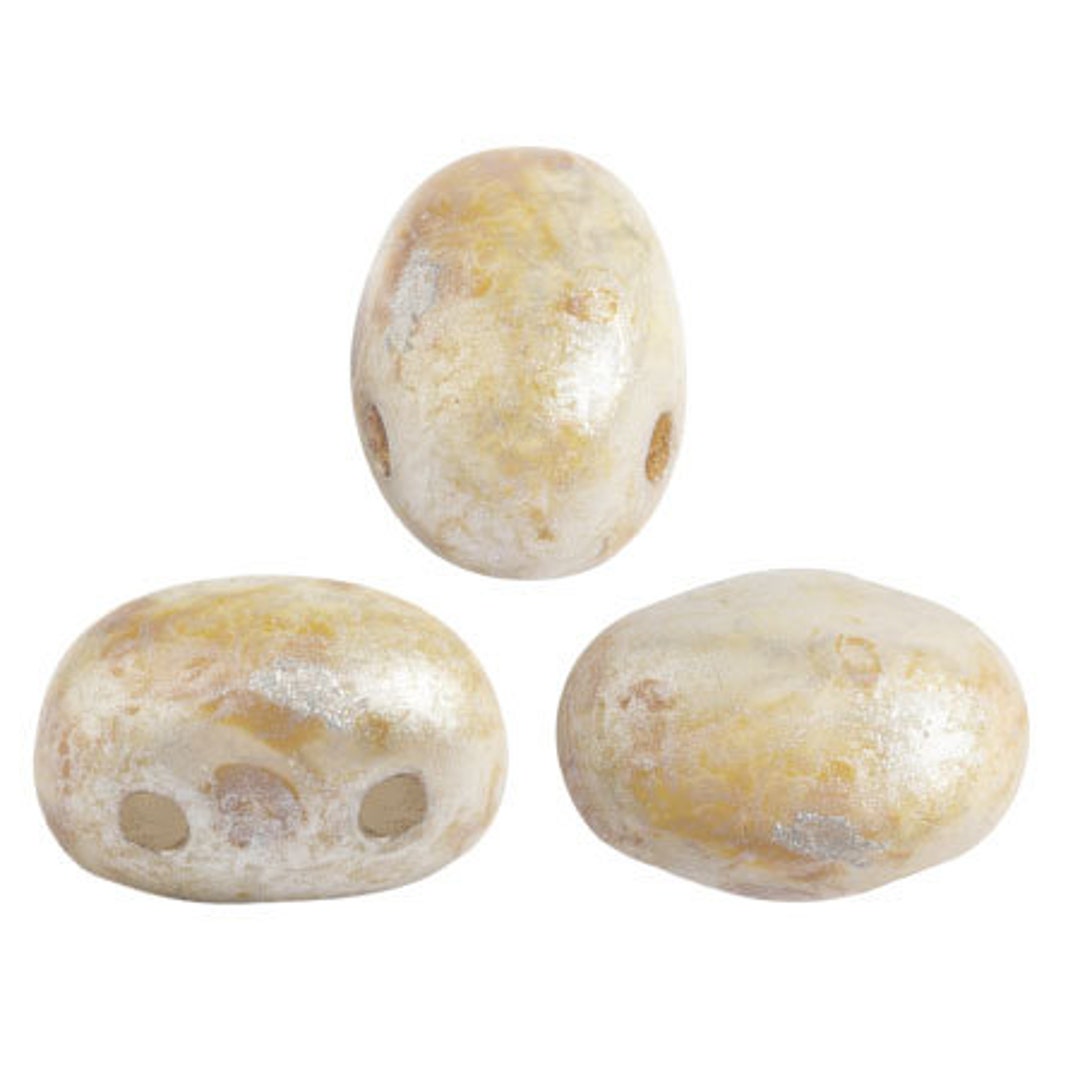 Samos Par Puca® Beads, Opaque Ivory Spotted, 25 Pcs, 2-hole, 5x7mm ...