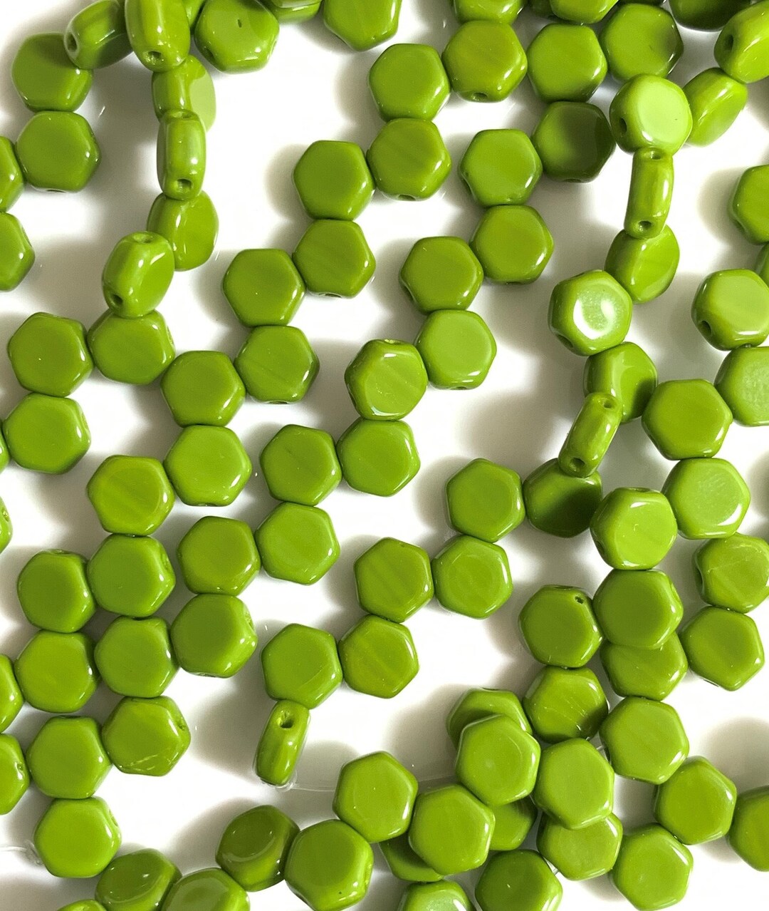 30 Pcs Hexx Beads, Honeycomb Beads, Wasabi, 2 Hole, 6mm, Hexagon Shaped ...