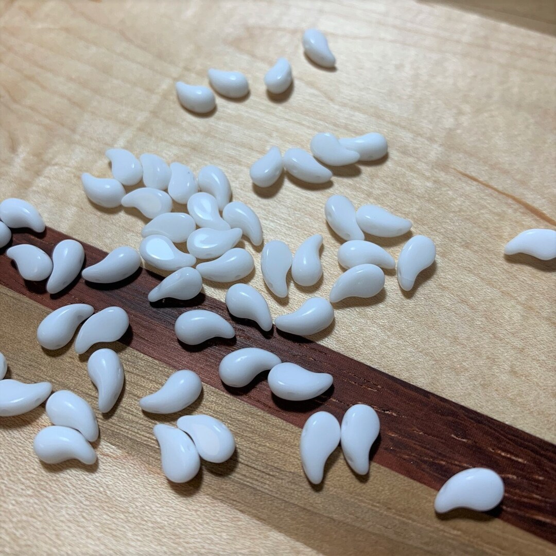 30 Pcs Zoliduo Bead, Chalk White, 2 Hole Glass Bead, 5x8mm, Czech Glass ...