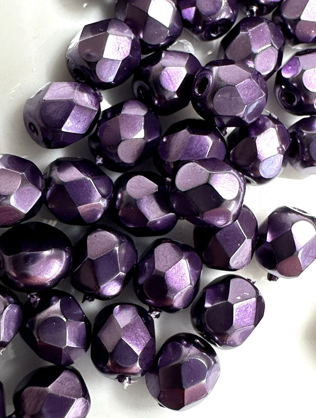 50 Pcs Heavy Metal Dark Magenta Round Faceted Fire Polished Czech Beads ...