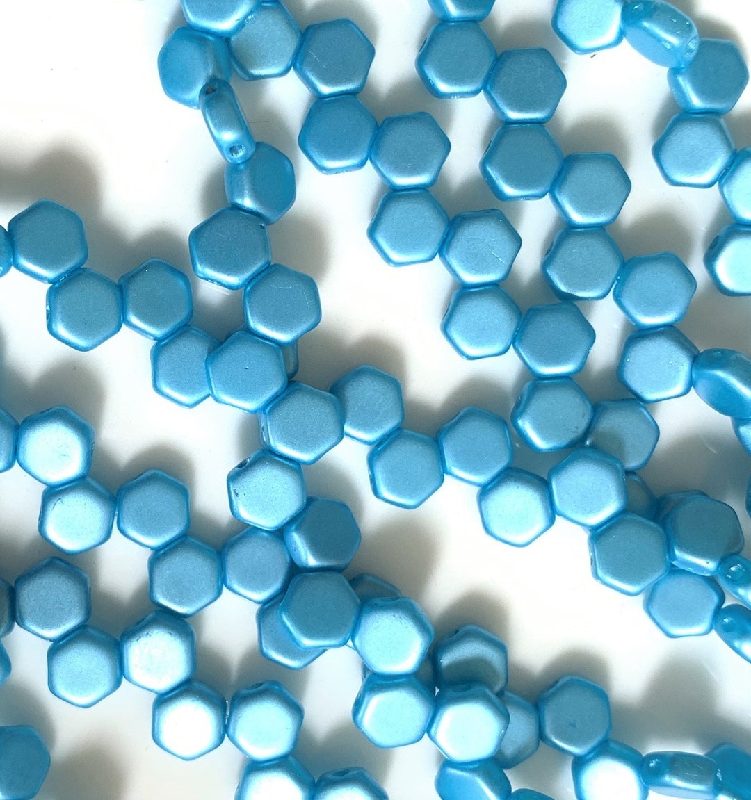 30 Pcs Hexx Beads, Honeycomb Beads, Pastel Aqua, 2 Hole, 6mm, Hexagon ...