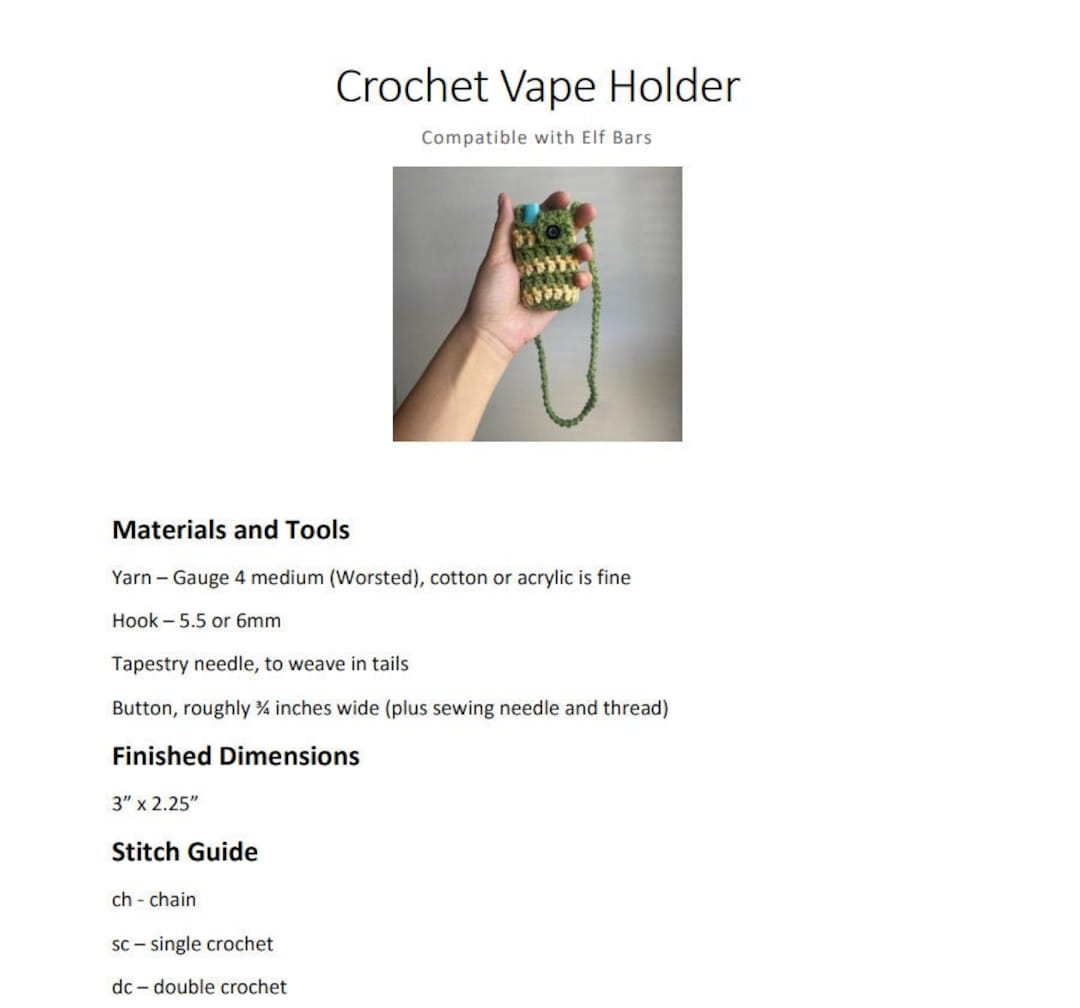 PATTERN - Crochet Vape Holder - Etsy