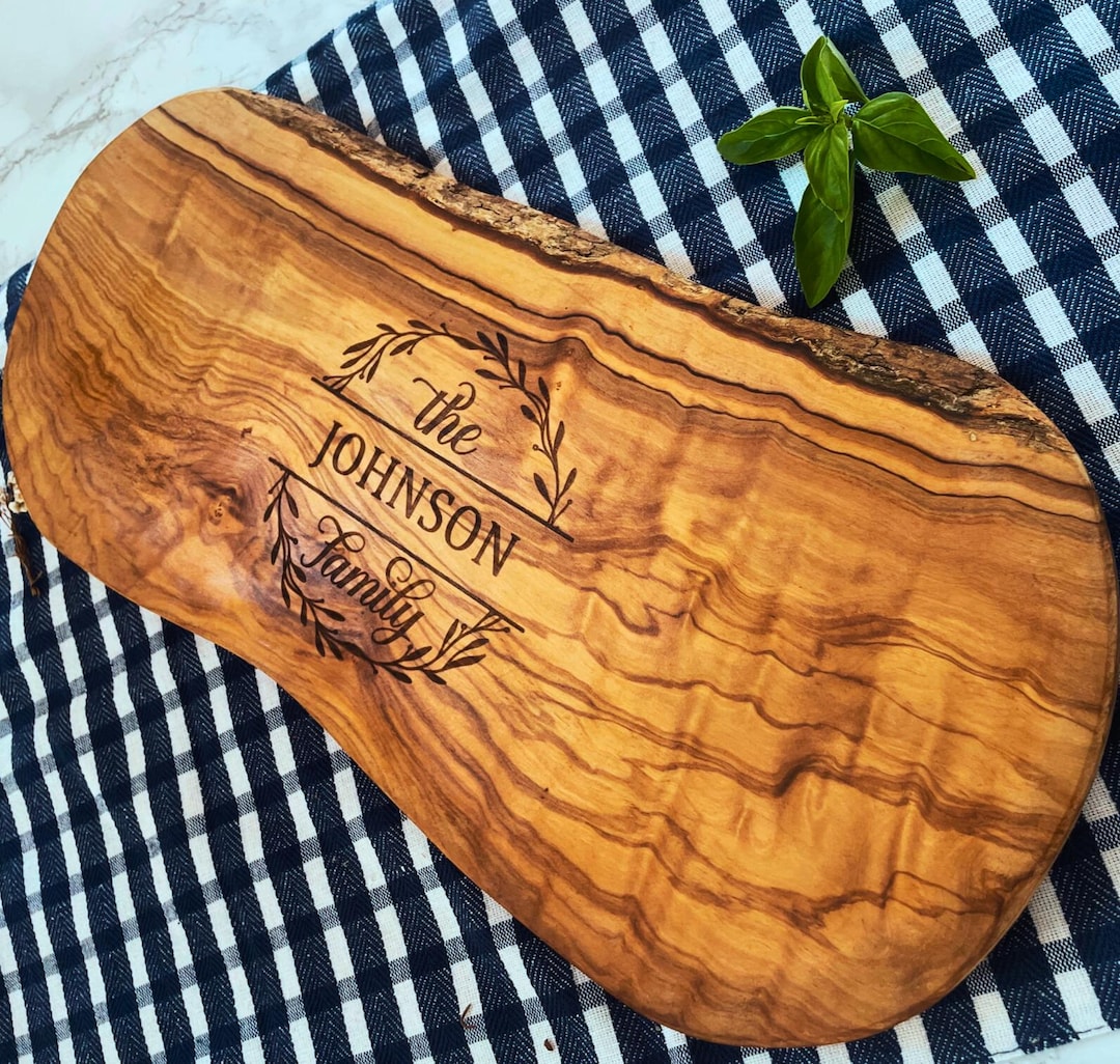 Custom Handmade Olive Wood Cheese Board ,rustic Personalized Gift for ...
