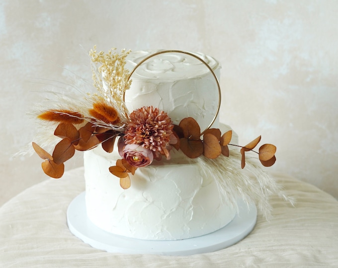 Self-color Pampas Grass Cake Topper Bouquet, Flower Cake Topper,dried ...