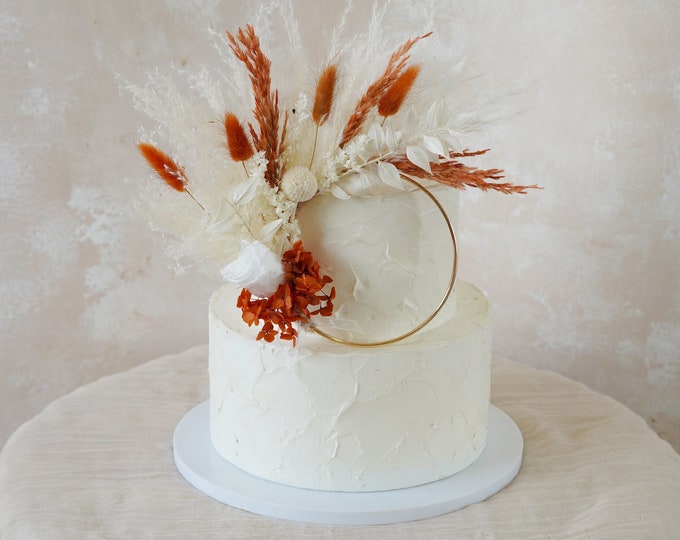 Self-color Pampas Grass Cake Topper Bouquet, Flower Cake Topper,dried ...