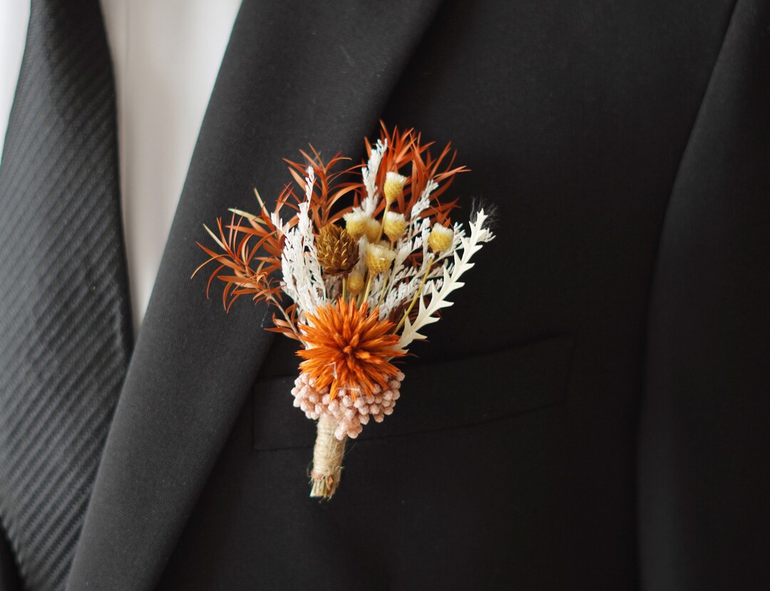 Rust Orange/burnt Orange Dried Flowers Boutonnières Bunches/dried ...