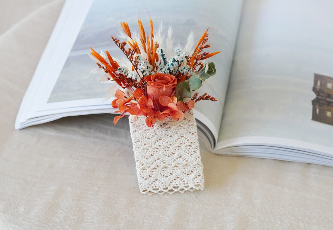 Orange Color Boho Straw Flower Wedding Boutonniere,groomsmen Pin ...