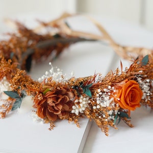 Rust Orange/burnt Orange Flower Crown - Dried Flowers, Artificial ...