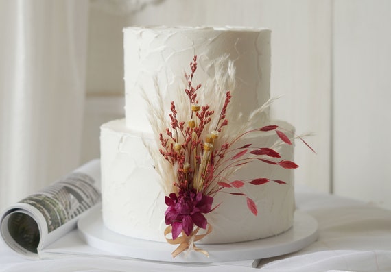 Rust Orange/burnt Orange Topper Dried Flowers Cake Topper - Etsy