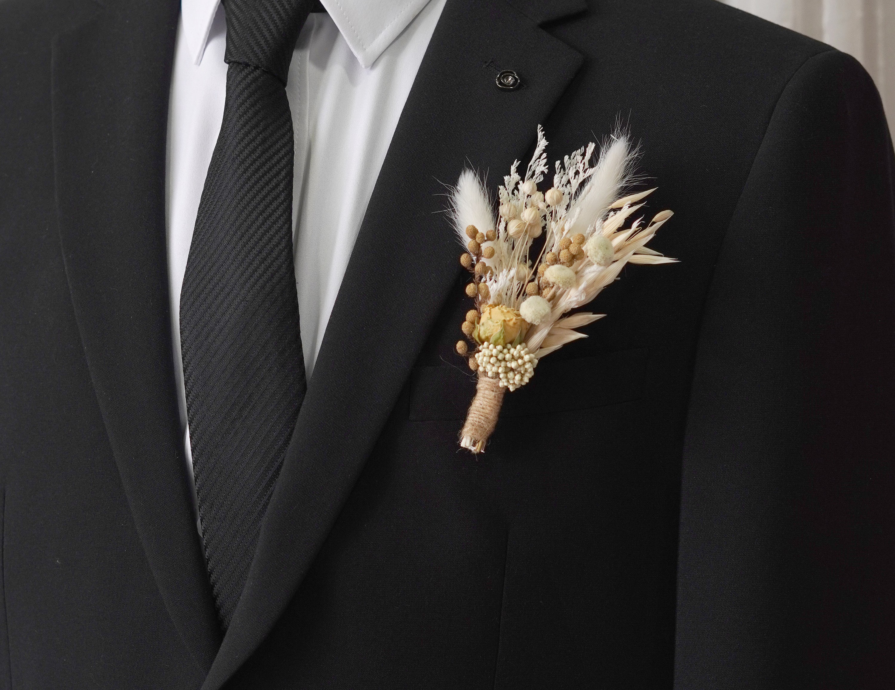 Boho Wedding Boutonniere Boutonnières Bunches Dried Flower - Etsy