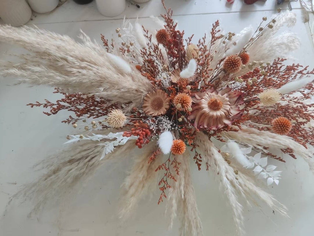 Rust Orange/dusty/burnt Orange Dried Flowers Wedding Arch,flower Swag ...