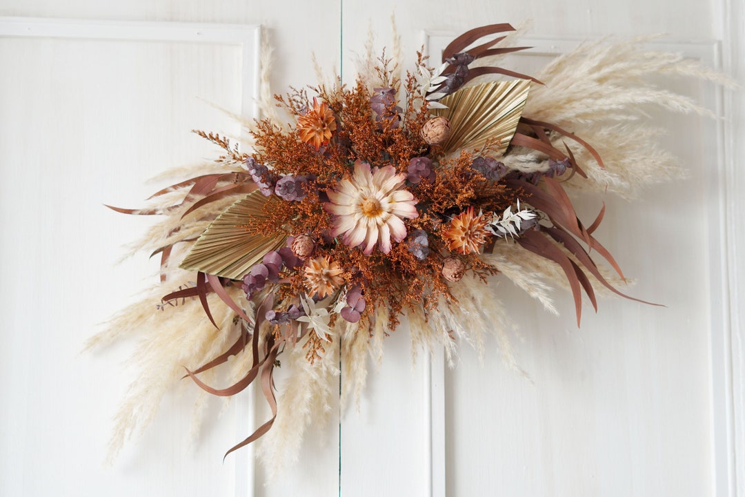 Rust Orange/dusty/burnt Orange Dried Flowers Wedding Arch,flower Swag ...