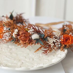 Rust Orange/burnt Orange Flower Crown - Dried Flowers, Artificial ...