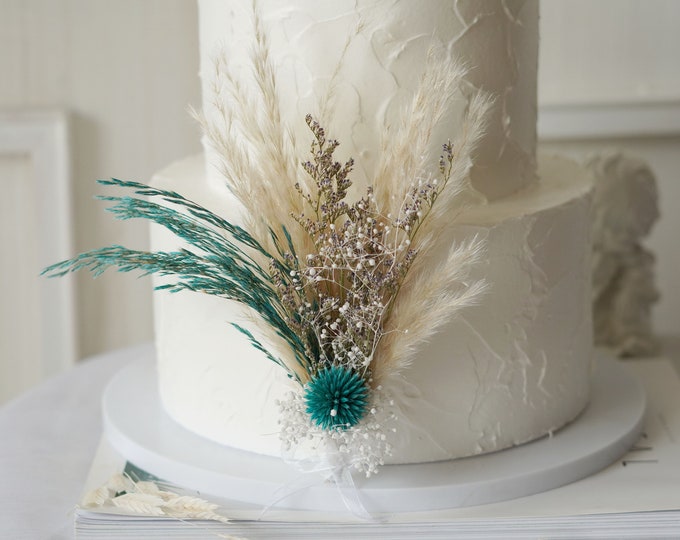 Self-color Pampas Grass Cake Topper Bouquet, Flower Cake Topper,dried ...
