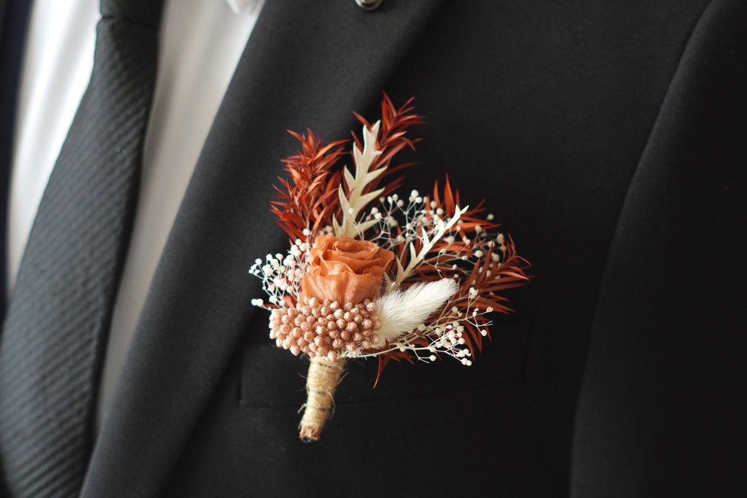 Rust Orange/burnt Orange Dried Flowers Boutonnières Bunches/dried ...