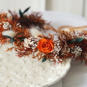 Rust Orange/burnt Orange Flower Crown - Dried Flowers, Artificial ...