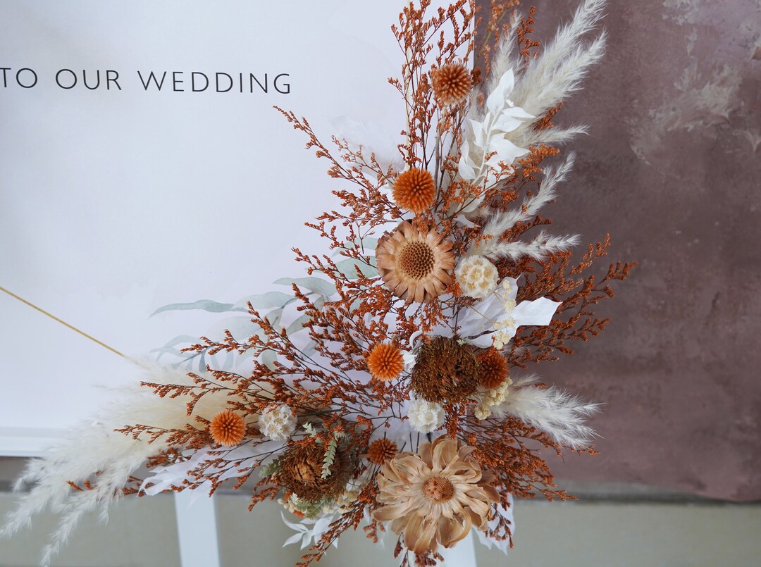 Rust Orange/dusty/burnt Orange Dried Flowers Wedding Arch,flower Swag ...