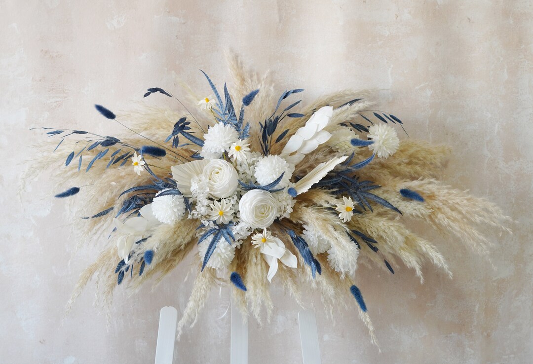 Bohemian Navy Blue Preserved Flower Dried Flowers Wedding Arch,flower ...