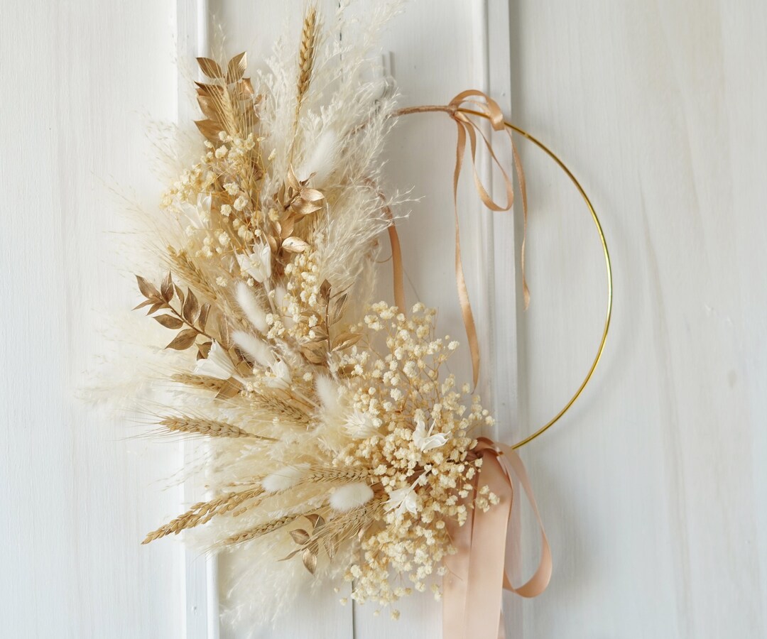 Dried Flower Farmhouse Wreath, Year Round Wreath, Front Door Wreath ...