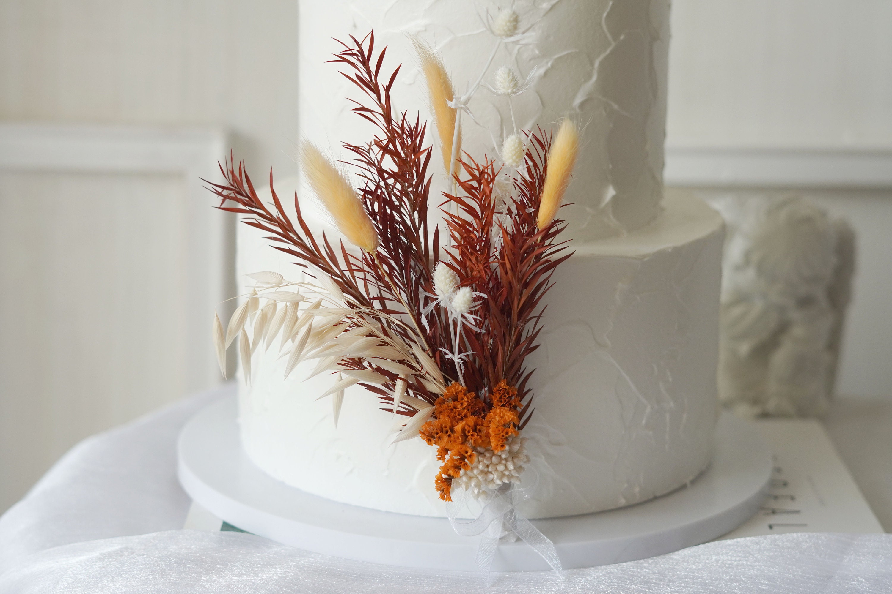 Rust Orange/burnt Orange Topper Dried Flowers Cake Topper - Etsy