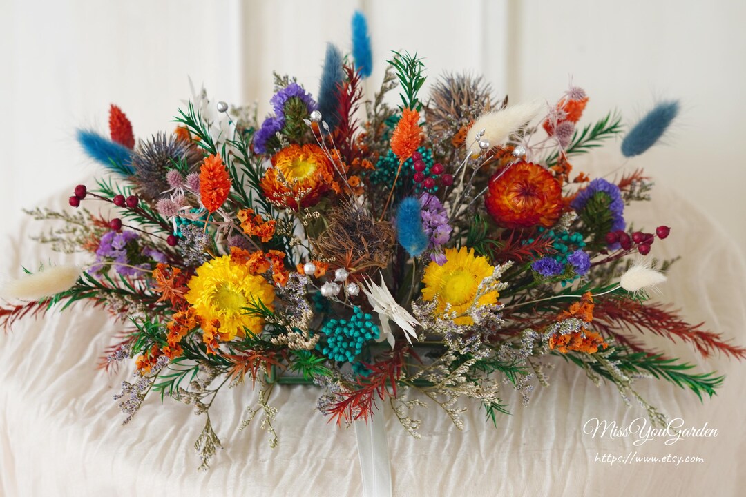 Colorful Natural Dried Flowers Table Centerpiece,flower Swag Backdrop ...