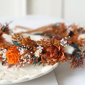 Rust Orange/burnt Orange Flower Crown - Dried Flowers, Artificial ...
