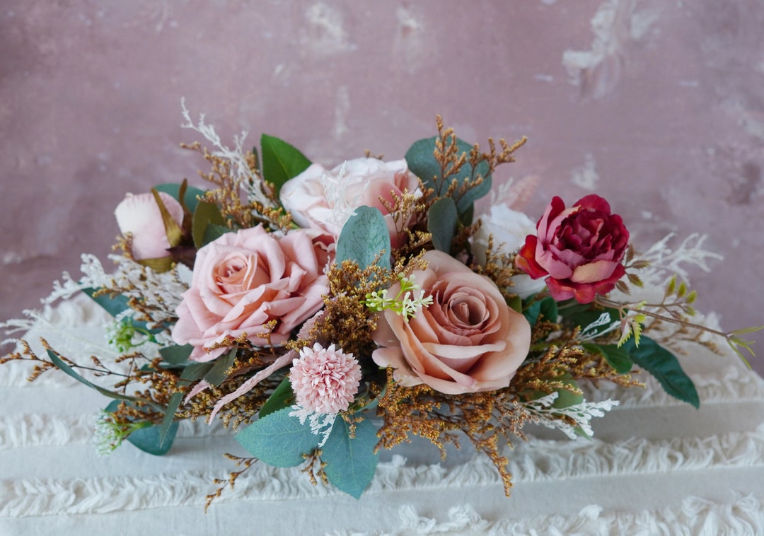 Artificial Silk Flowers Table Flowers Arch,flower Swag Backdrop,pampas ...