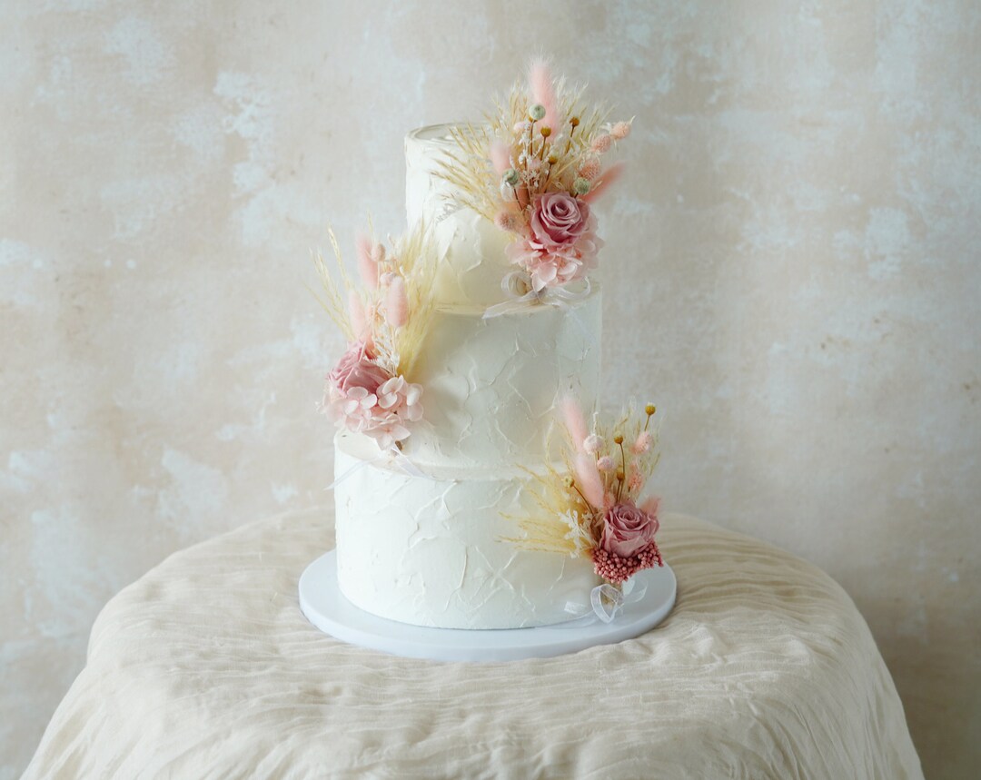 Pink Preserved Rose Topper Dried Flowers Cake Topper -natural Flowers ...