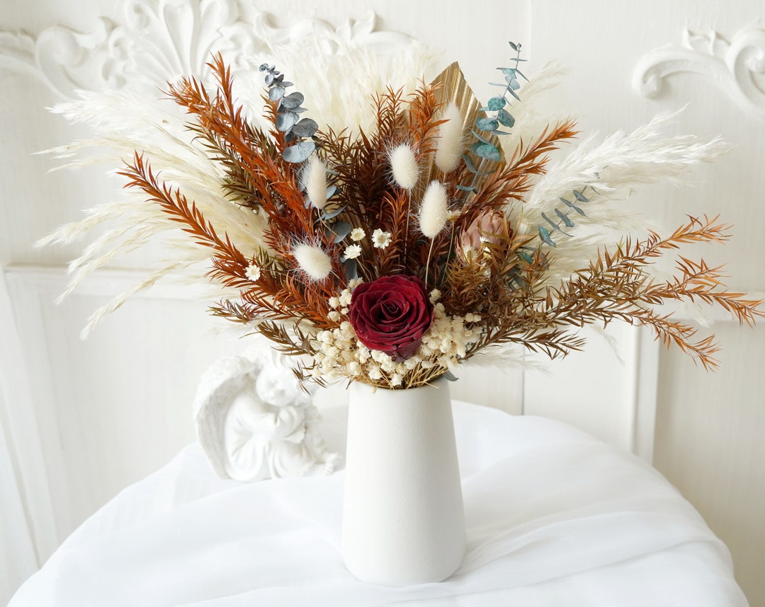 Rust Orange/burnt Orange Pampas Grass Bouquet,dried Flowers Bouquet ...