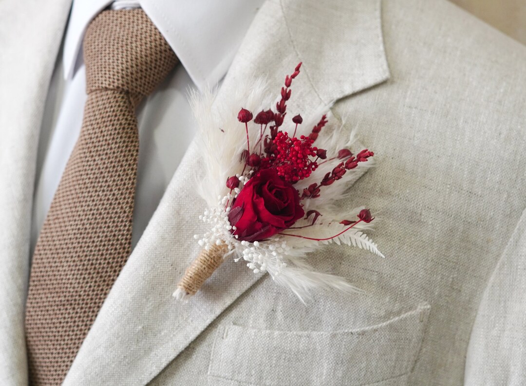 Bohemian Dried Straw Flower Wedding Boutonniere,groomsmen Pin ...