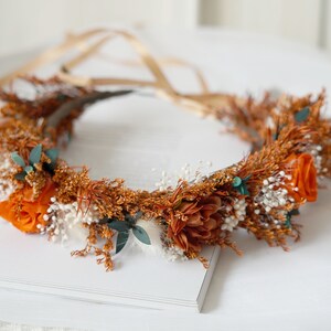 Rust Orange/burnt Orange Flower Crown - Dried Flowers, Artificial ...