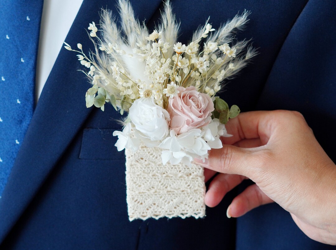 Preserved Flowers Boho Straw Flower Wedding Boutonniere,groomsmen Pin ...