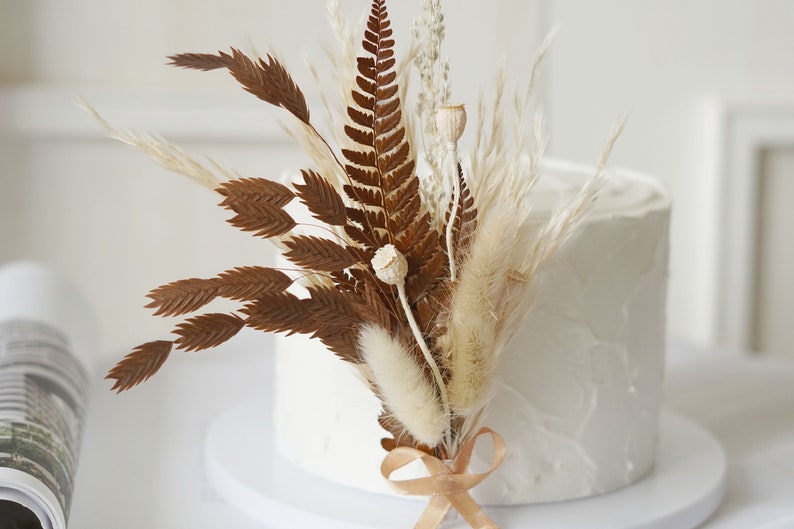 Rust Orange/burnt Orange Topper Dried Flowers Cake Topper - Etsy