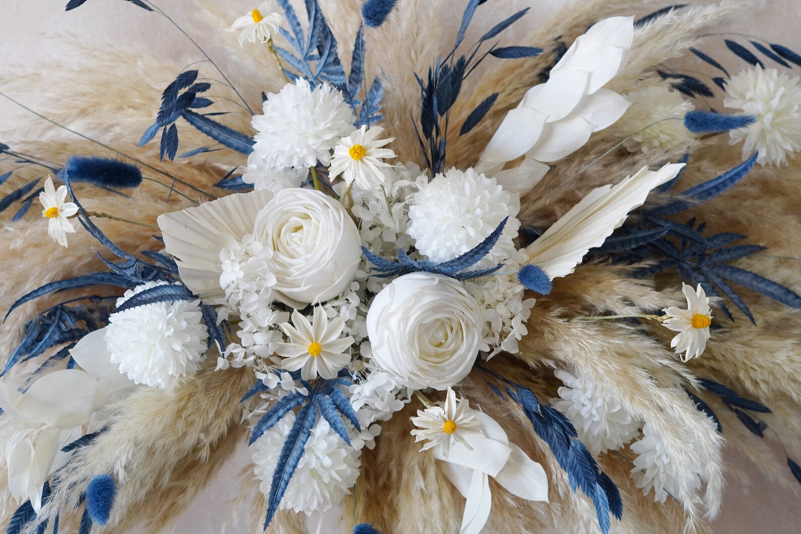 Bohemian Navy Blue Preserved Flower Dried Flowers Wedding Arch,flower ...