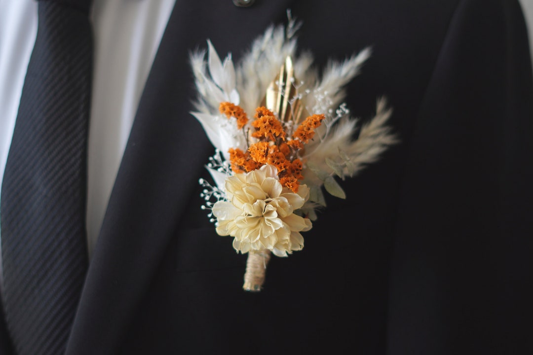 Rust Orange/burnt Orange Dried Flowers Boutonnières Bunches/dried ...